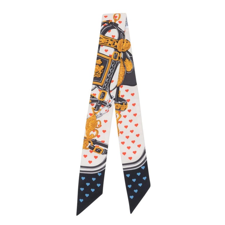 Hermes Twilly Love Heart Brides De Gala Blanc Blue Limited Edition Set of 2 New at 1stDibs ...