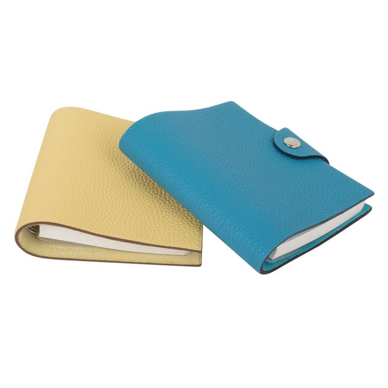 Hermes Ulysse Mini Notebook Cover Jaune Poussin with Lined Notebook ...