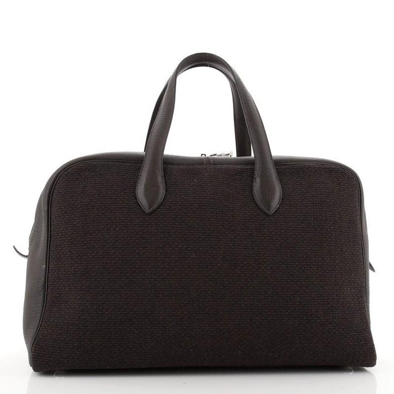 Hermes Victoria II Bag Woven Fabric with Clemence 43 at 1stDibs