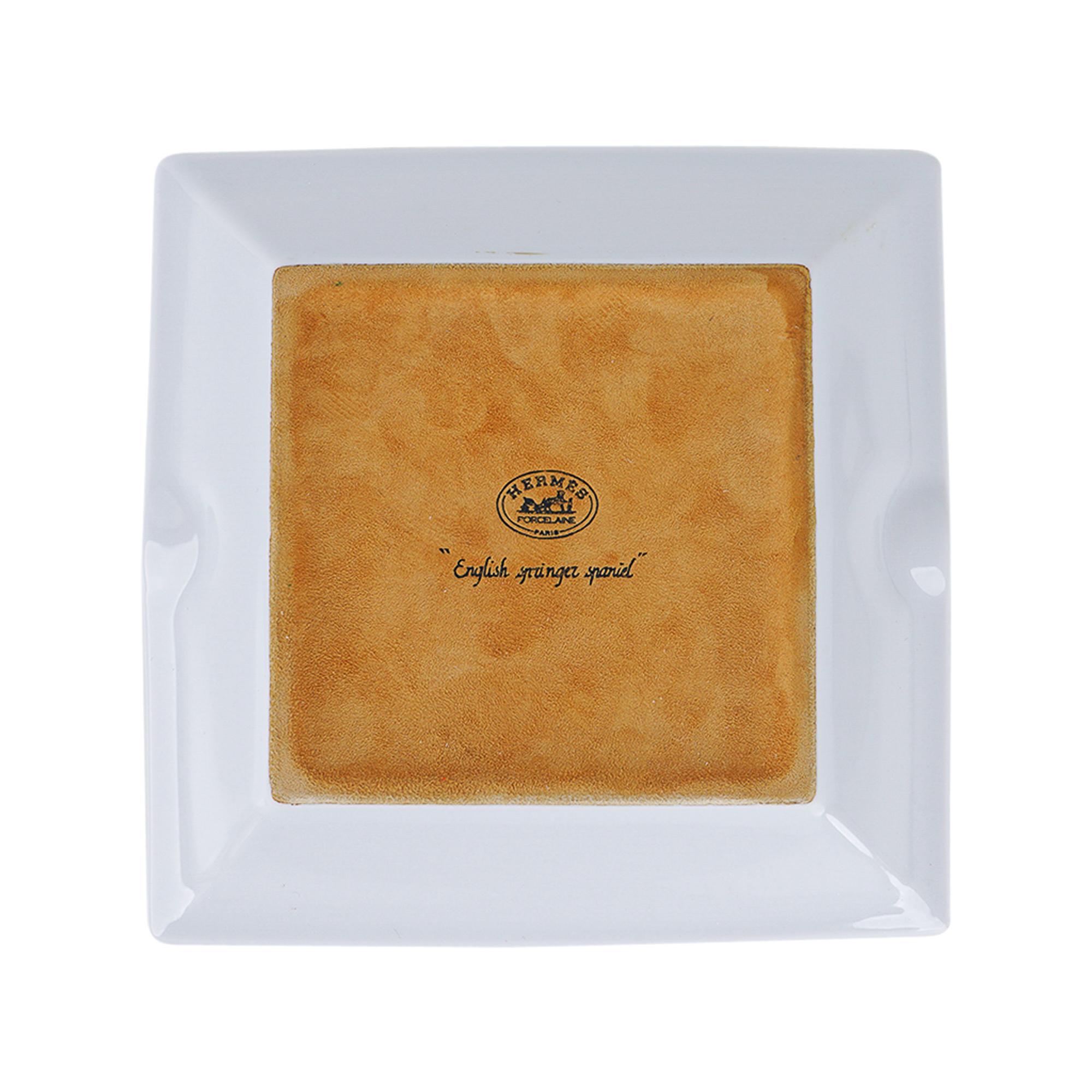 Hermes Vintage Ashtray English Springer Spaniel Limoges Porcelain New w ...