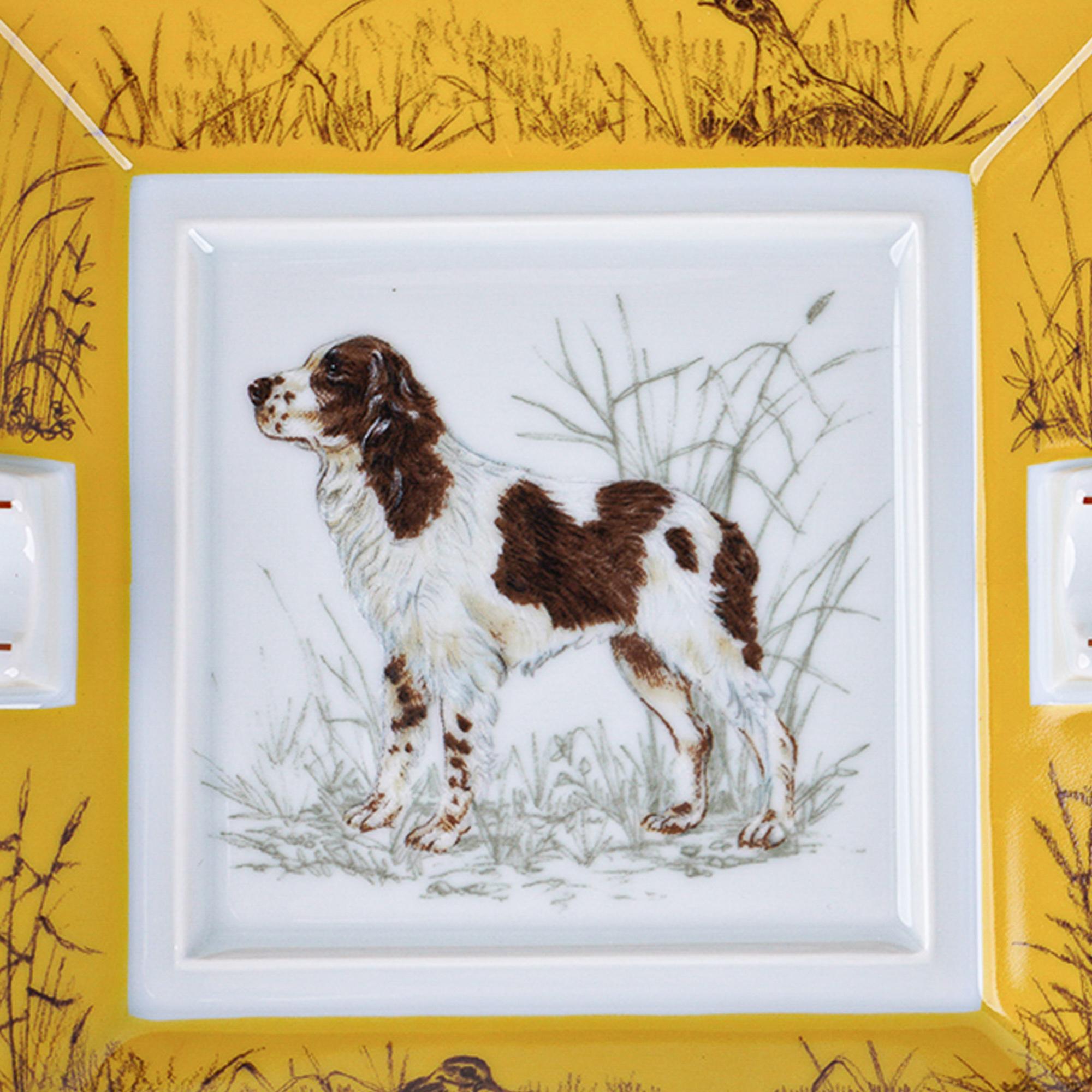 Hermes Vintage Ashtray English Springer Spaniel Limoges Porcelain New w ...