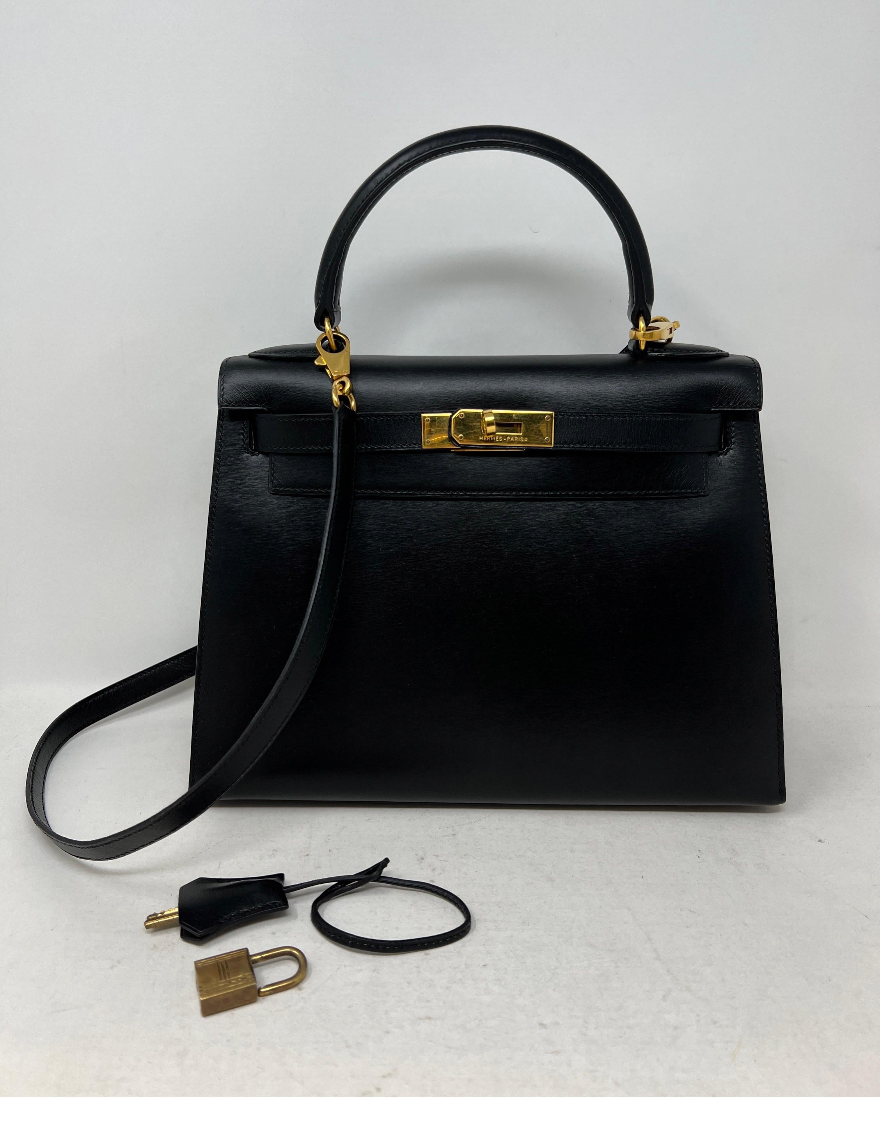 Hermes Vintage Black Kelly 28 Bag For Sale at 1stDibs