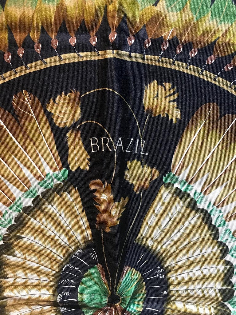 Hermes Vintage Brazil Silk Scarf in Black c1980s at 1stDibs