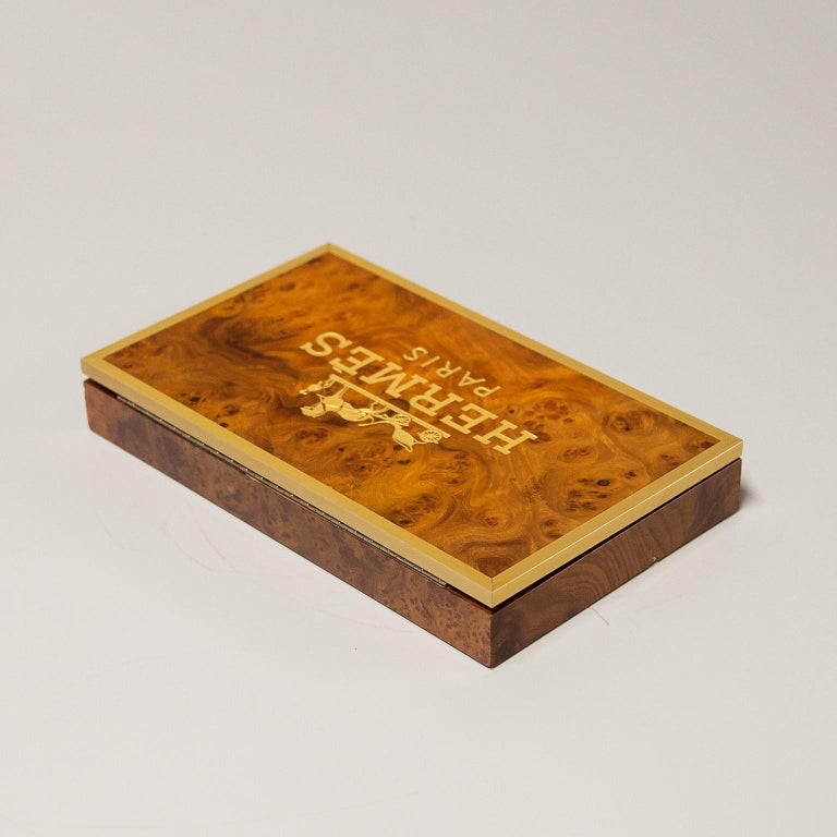 Hermes Vintage Burl Wood Poker Chip Box 1970s For Sale at 1stDibs