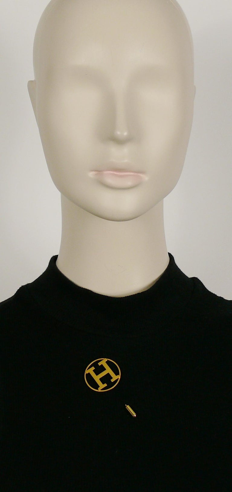Hermes Vintage Gold Toned H Lapel Pin Brooch at 1stDibs | hermes lapel ...