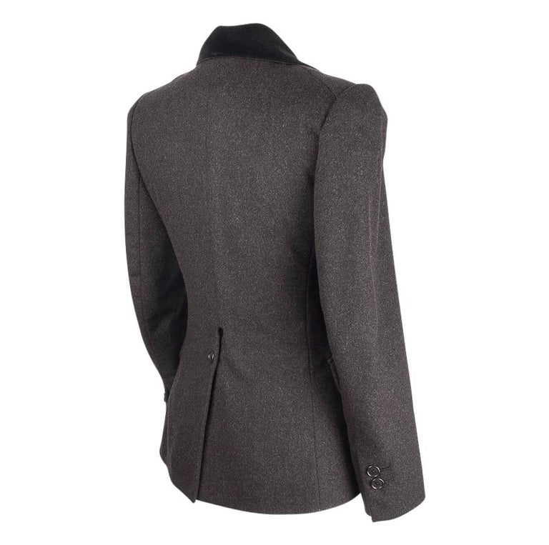 Hermes Vintage Jacket Charcoal Cashmere Velvet Collar Rear Keyhole Vent ...