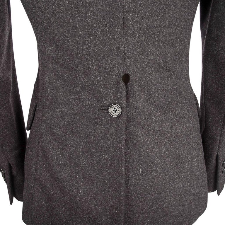 Hermes Vintage Jacket Charcoal Cashmere Velvet Collar Rear Keyhole Vent ...