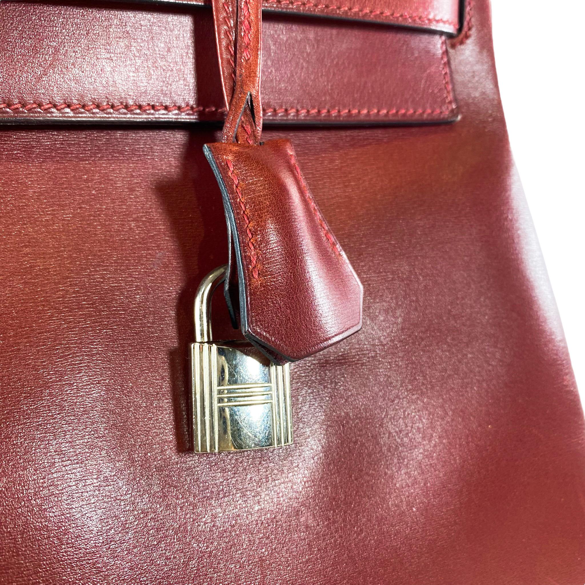 Hermes Vintage Kelly 35 Retourne Rouge H Box Leather Palladium Hardware ...