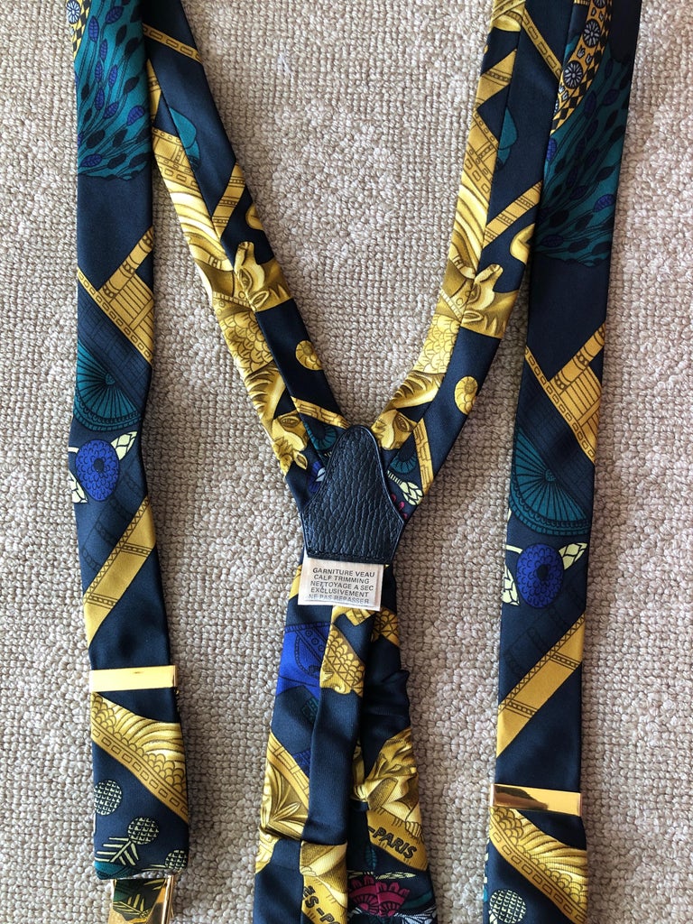Hermes Vintage Mens Silk Scarf Suspenders For Sale at 1stDibs | vintage ...
