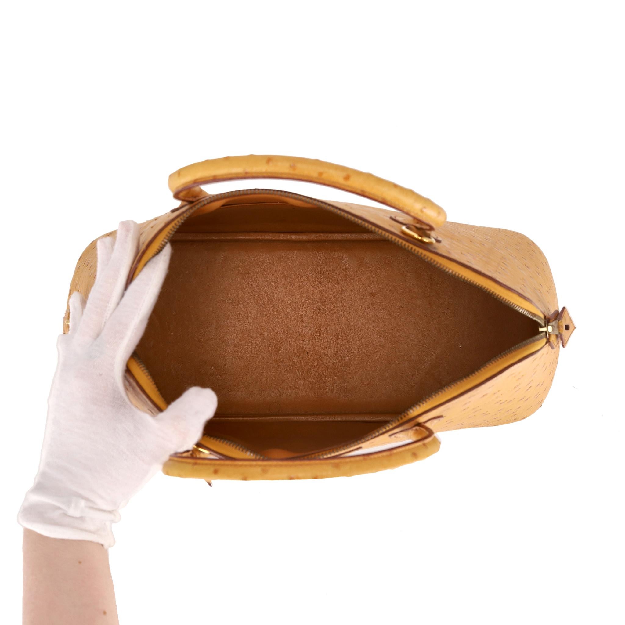 Hermes Vintage Ostrich Skin Bolide 35 Bag For Sale at 1stDibs