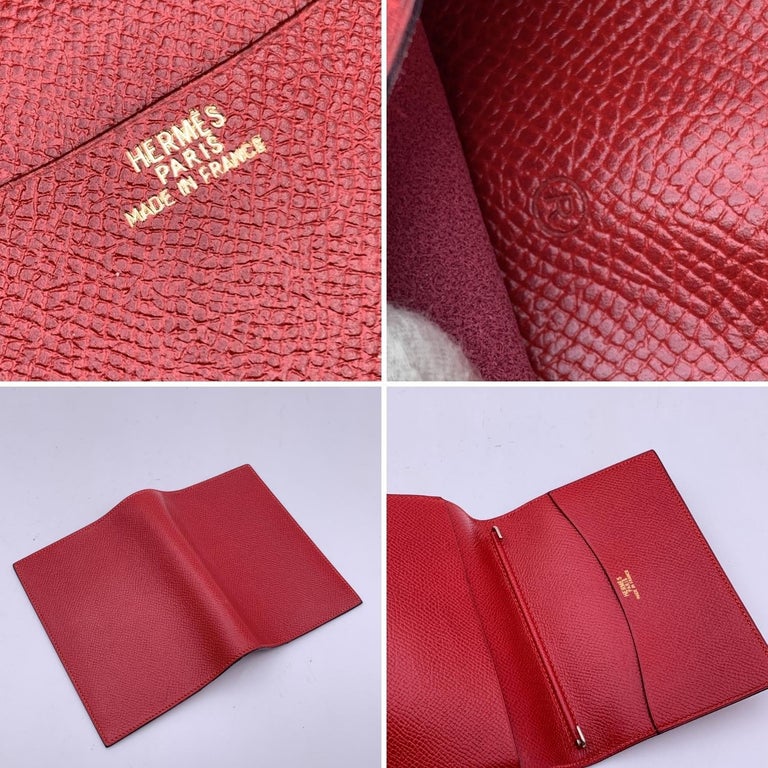 Hermes Vintage Red Leather Simple Agenda Notebook Cover For Sale at 1stDibs