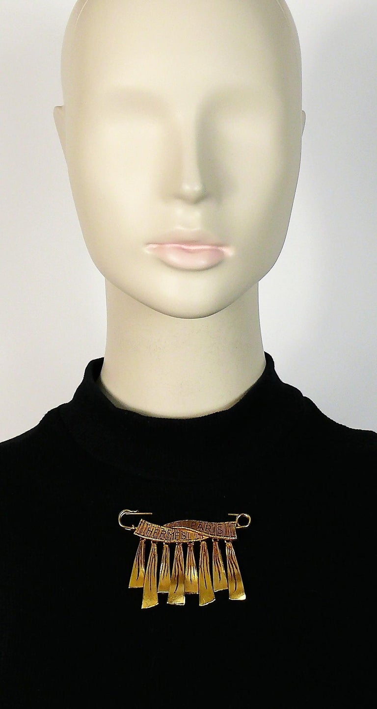 HERMES Vintage Safety Pin Ribbon Charms Brooch For Sale at 1stDibs