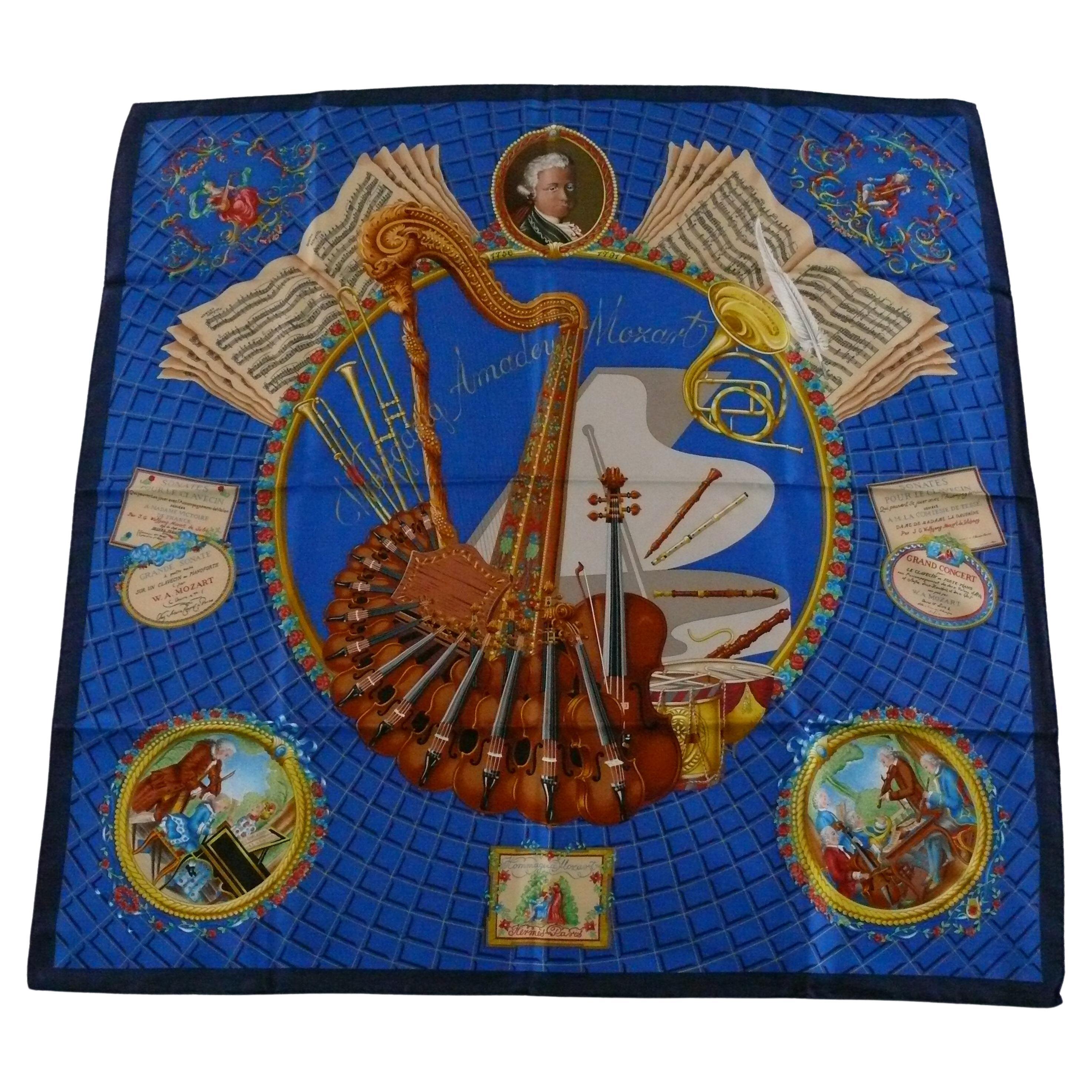 HERMES Vintage Silk Carre Scarf Hommage à Mozart by Julie Abadie For ...