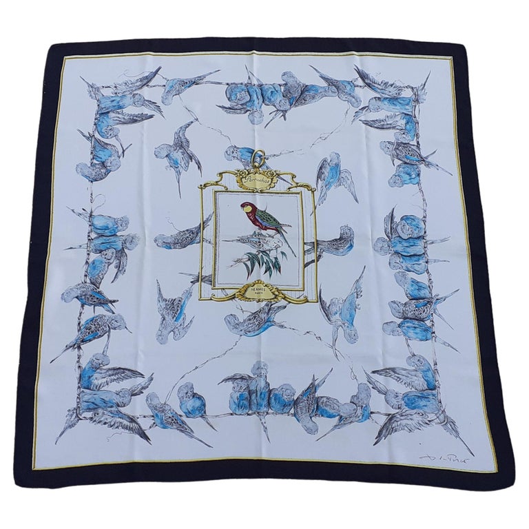 Hermès Vintage Silk Scarf Perruches Parakeets Xavier de Poret 90 cm 1st ...