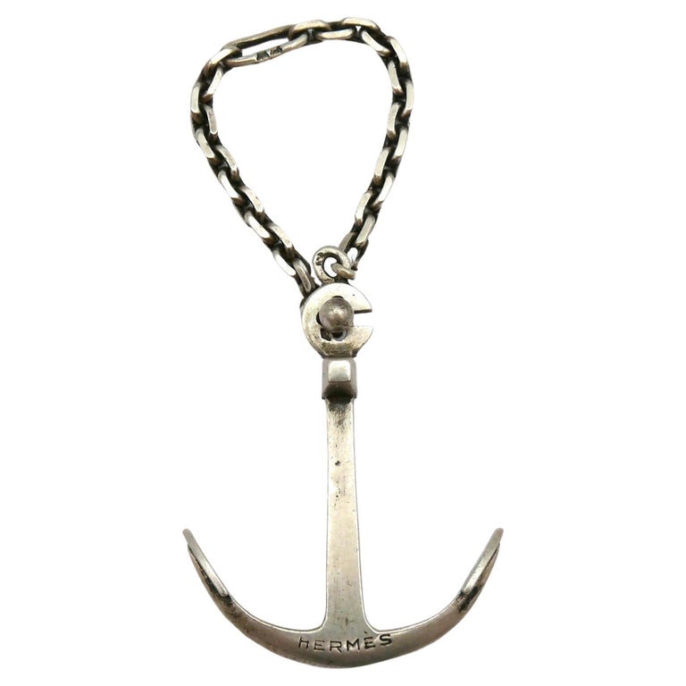 HERMES Vintage Silver Anchor Nautical Boating Keychain For Sale at 1stDibs