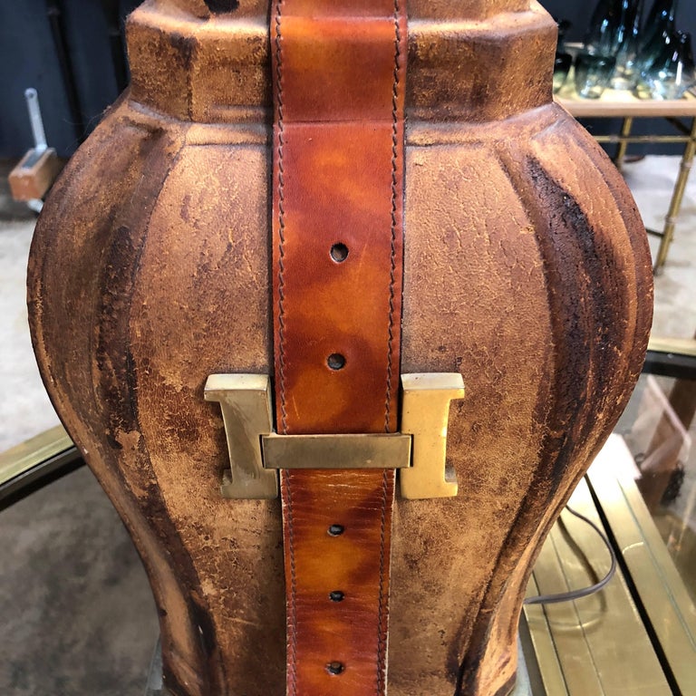 Hermes Vintage Table Leather Lamp, 1960s at 1stDibs