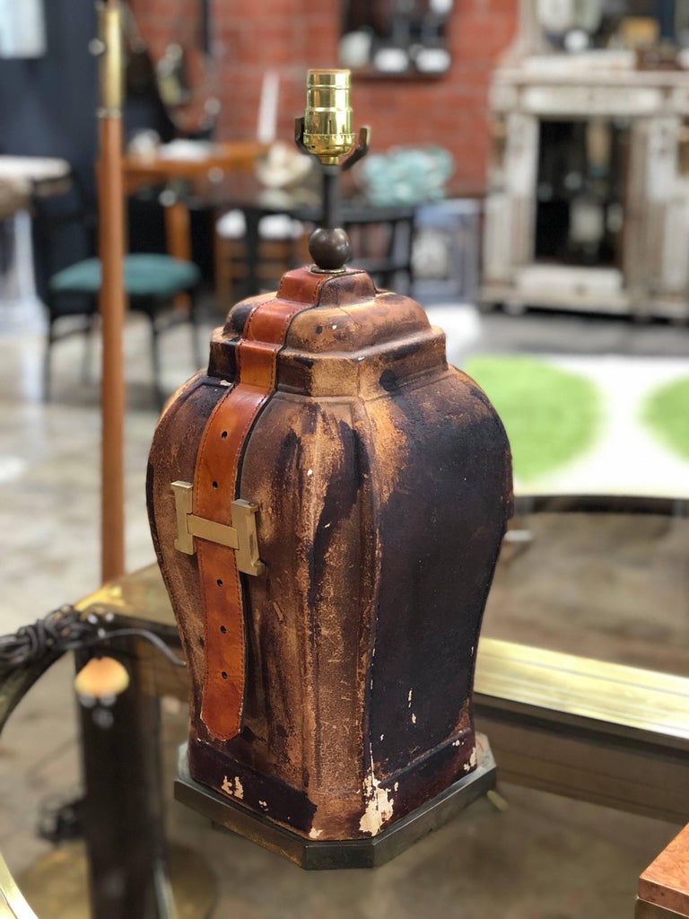 Hermes Vintage Table Leather Lamp, 1960s at 1stDibs