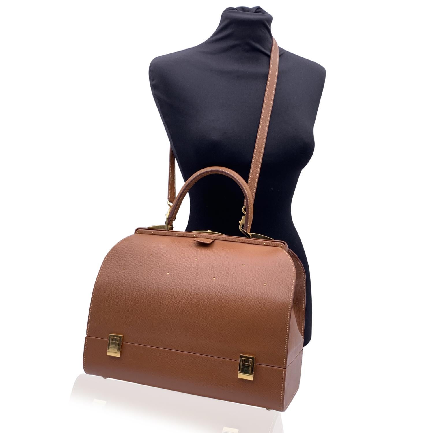 Hermes Vintage Tan Leather Sac Mallette Satchel Bag with Studs For Sale ...