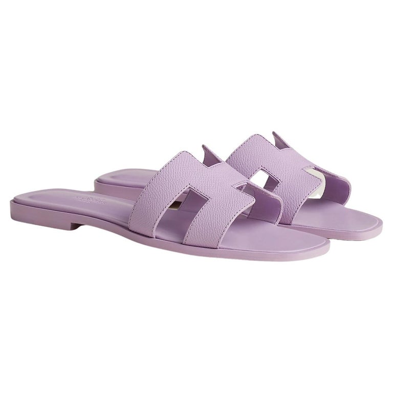 Hermes Violet Améthyste Oran sandal Size 37 For Sale at 1stDibs