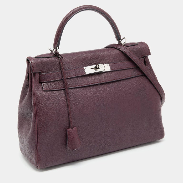 Hermes Violet Chevre de Coromandel Leather Palladium Plated Kelly 32 ...