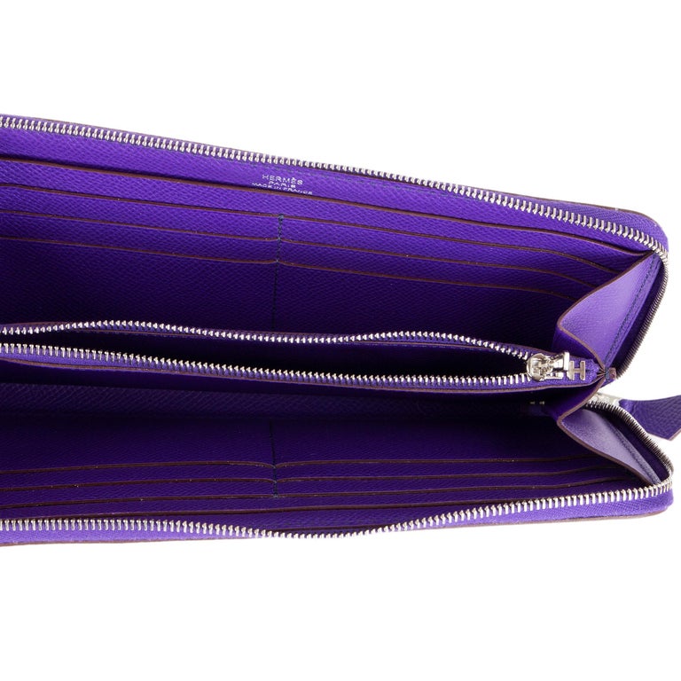 HERMES Violet purple Epsom leather AZAP CLASSIC Wallet For Sale at 1stDibs