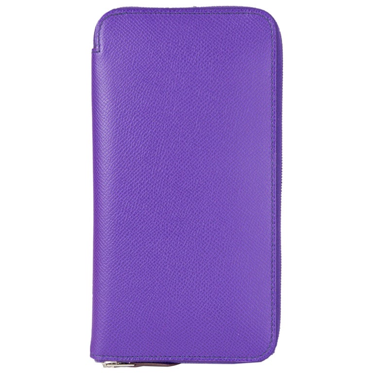 HERMES Violet purple Epsom leather AZAP CLASSIC Wallet For Sale at 1stDibs
