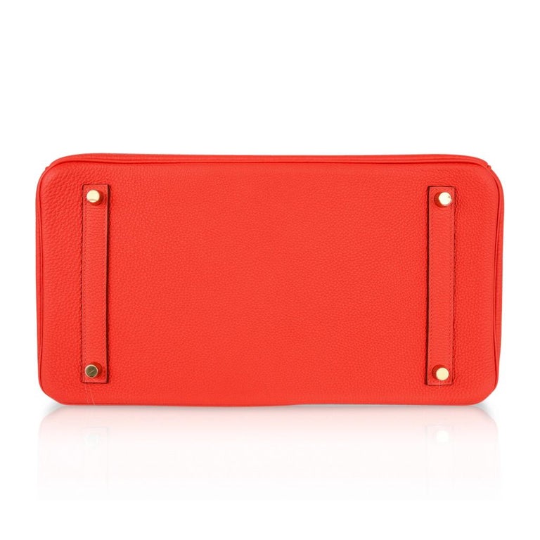 Hermes Vivid Capucine Red Togo Gold Hardware Birkin 35 Bag For Sale at ...