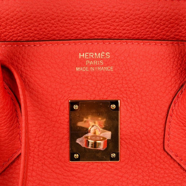 Hermes Vivid Capucine Red Togo Gold Hardware Birkin 35 Bag For Sale at ...