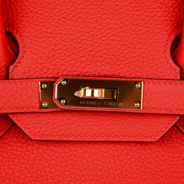 Hermes Vivid Capucine Red Togo Gold Hardware Birkin 35 Bag For Sale at ...