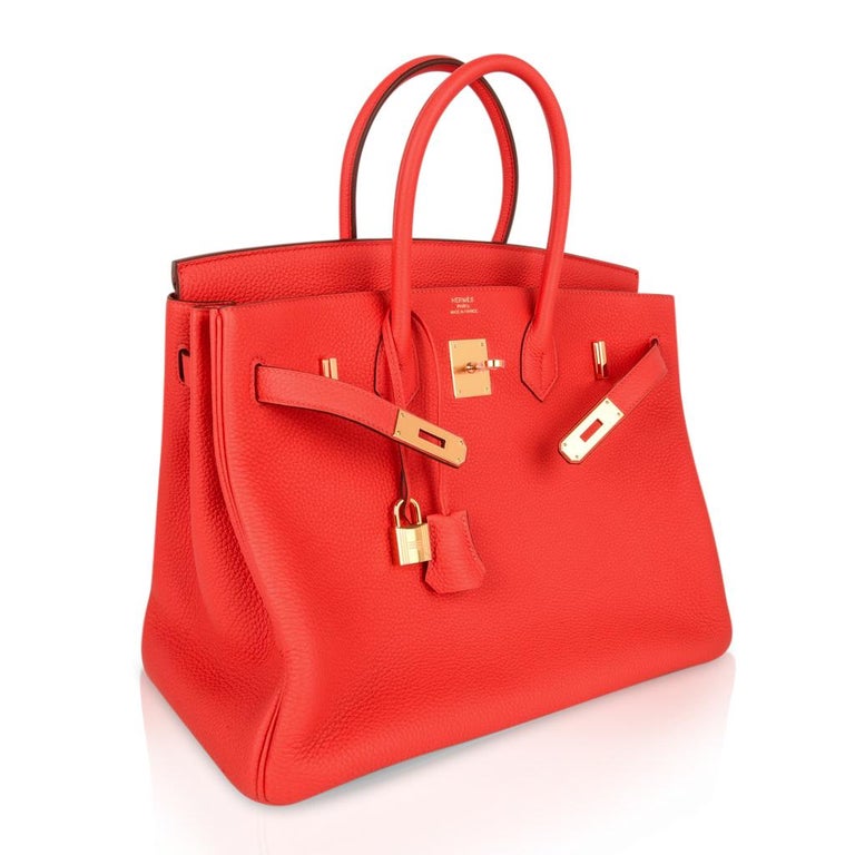 Hermes Vivid Capucine Red Togo Gold Hardware Birkin 35 Bag For Sale at ...
