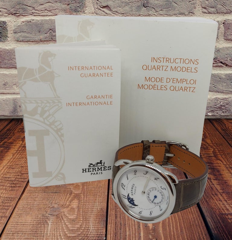 Hermes Watch Arceau Petite Lune Moon Phase Watch MOP Dial at 1stDibs ...