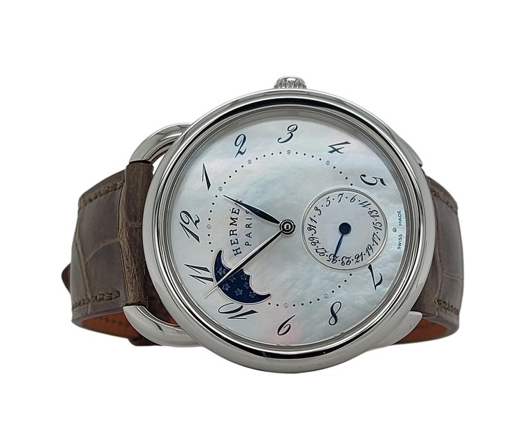 Hermes Watch Arceau Petite Lune Moon Phase Watch MOP Dial at 1stDibs ...