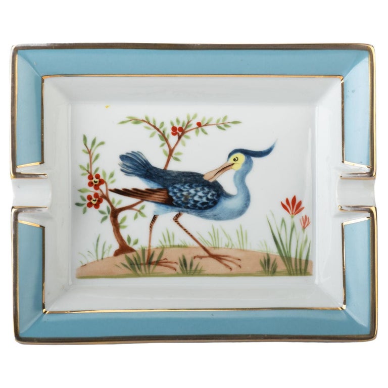 Hermès White and Blue Bird Ashtray For Sale at 1stDibs