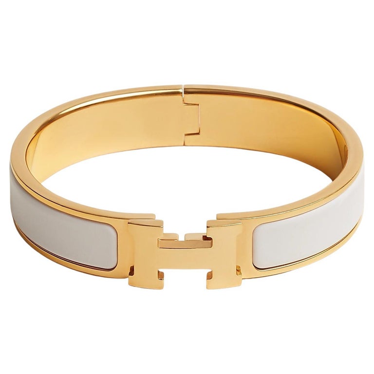Hermes White Clic H bracelet For Sale at 1stDibs
