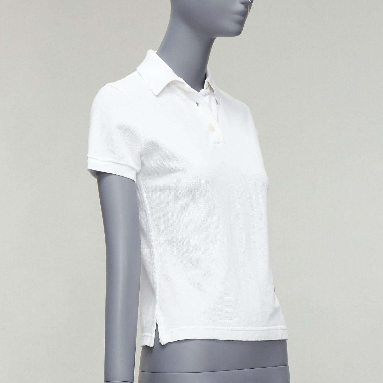 HERMES white cotton pique H embroidered logo slim fit polo shirt S For ...