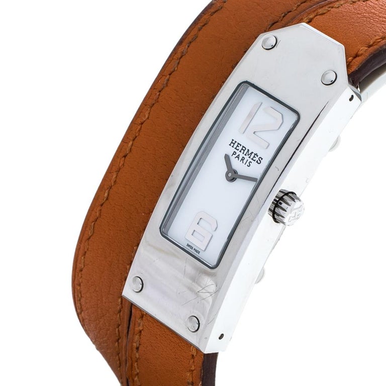 Hermes White Stainless Steel Kelly 2 Double Tour KT1.210 Women's ...