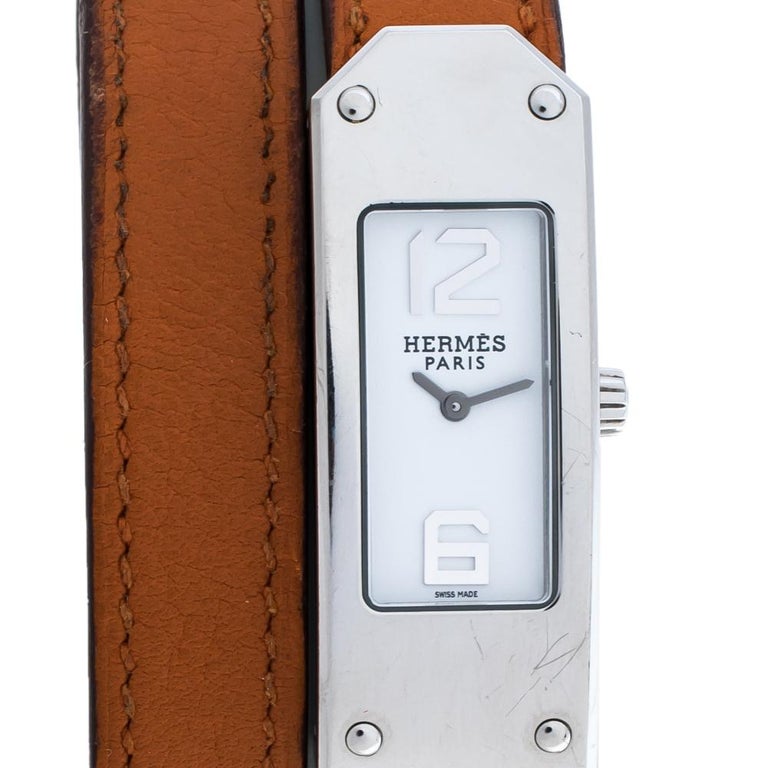 Hermes White Stainless Steel Kelly 2 Double Tour KT1.210 Women's ...