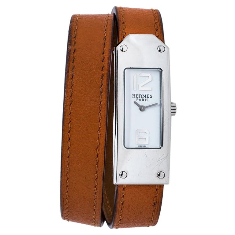 Hermes White Stainless Steel Kelly 2 Double Tour KT1.210 Women's ...