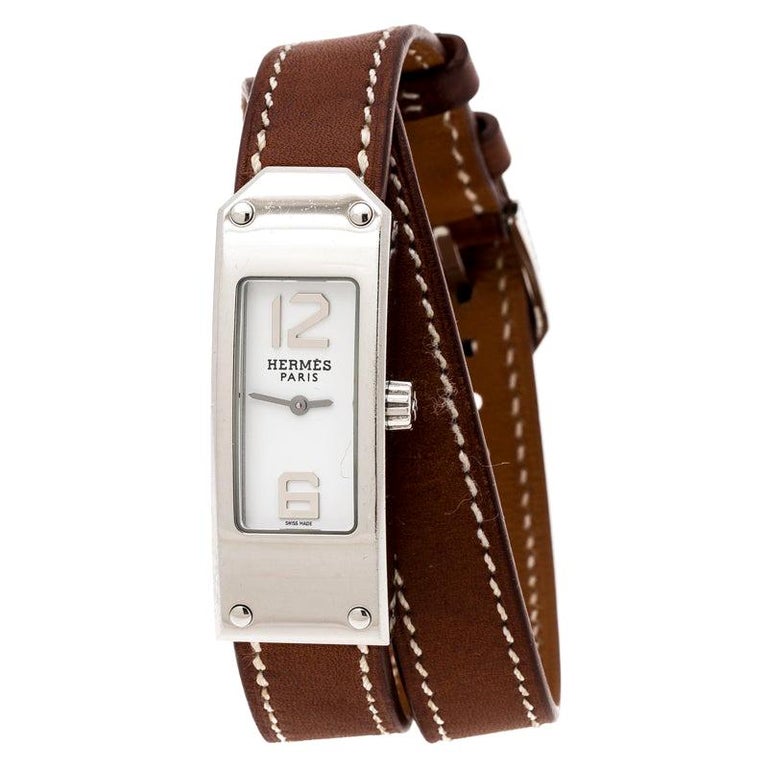 Hermes White Stainless Steel Kelly 2 Double Tour KT1.210 Women's ...