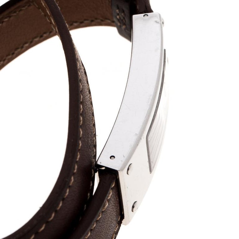 Hermes White Stainless Steel Kelly 2 Double Tour KT1.210 Women's ...