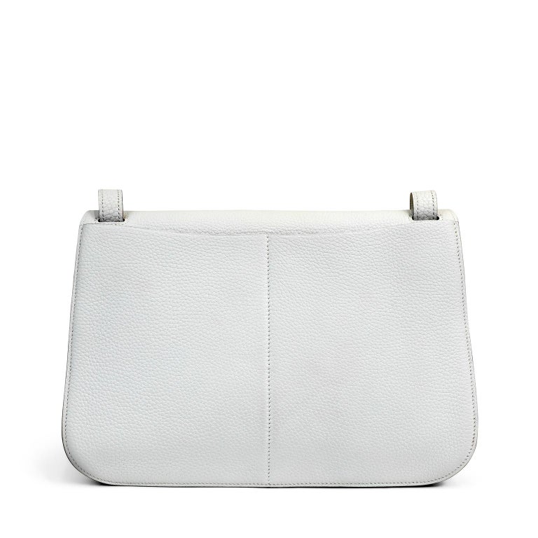Hermès White Togo Leather Halzan 31 at 1stDibs