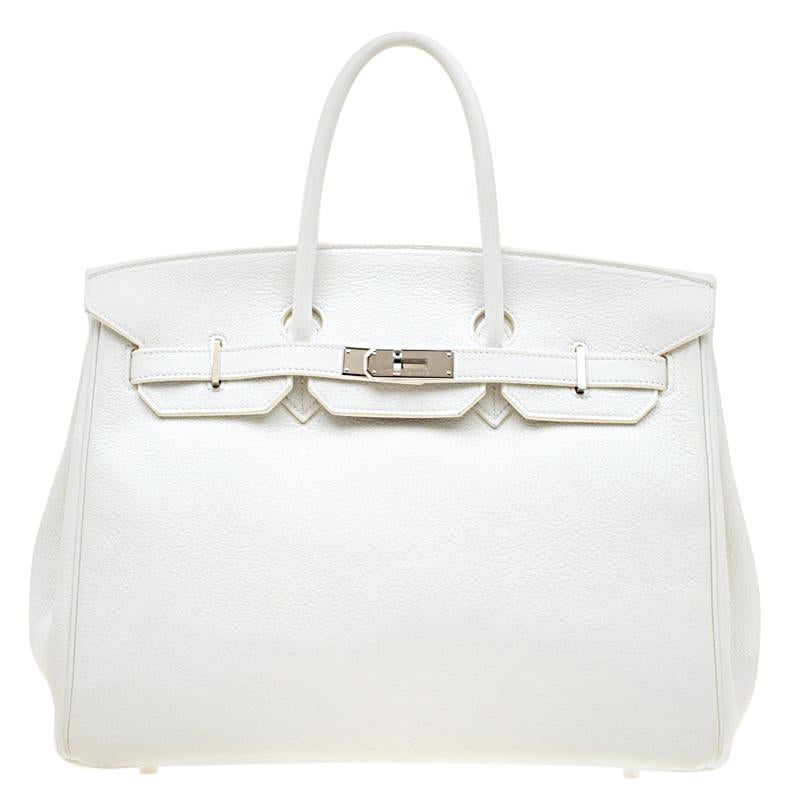 Hermes White Togo Leather Palladium Hardware Birkin 35 Bag For Sale at ...