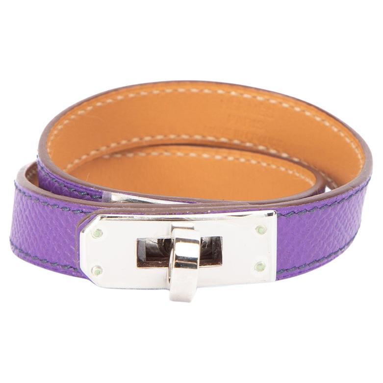 Hermès Women's Purple Kelly Double Tour T2 Wrap Bracelet at 1stDibs