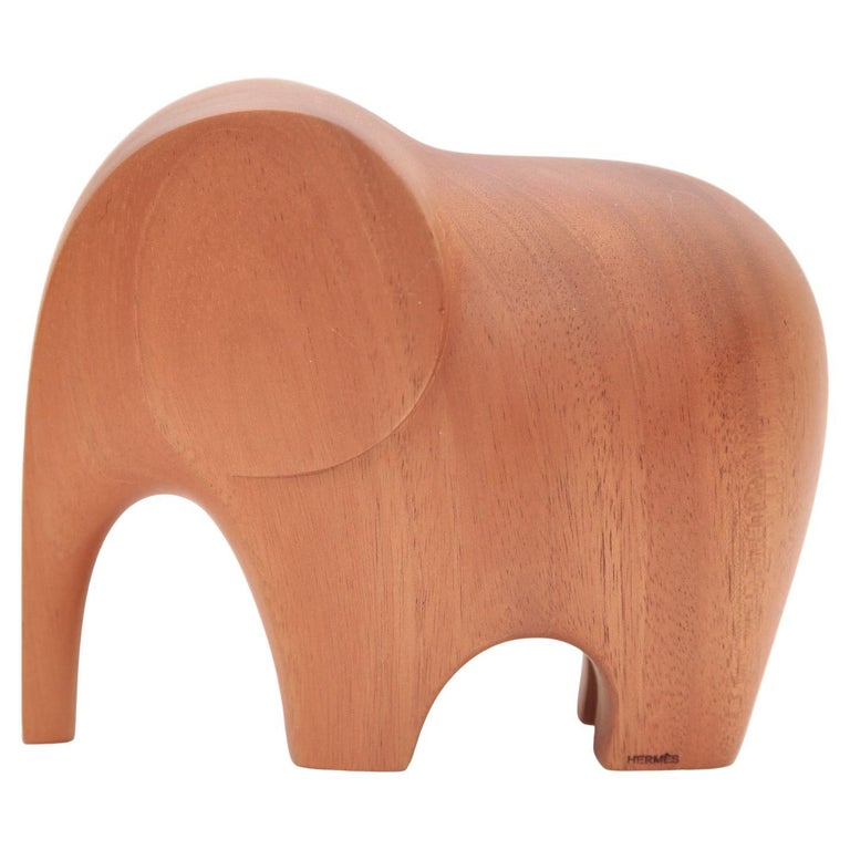HERMES Wood LAO Paperweight Elephant Mahogany Wood For Sale at 1stDibs