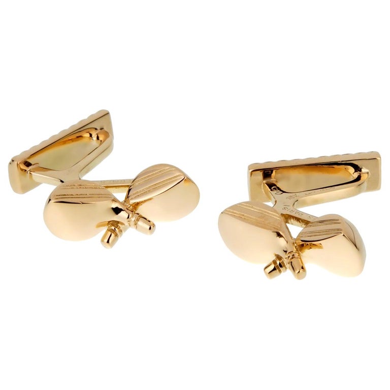 Hermès Yellow Gold Golf Club Cufflinks For Sale at 1stDibs