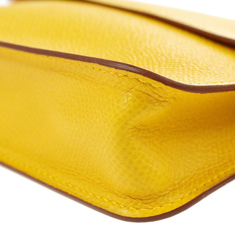 Hermes Yellow Leather Gold Fold Over Fanny Pack Flap Bum Waist Belt Bag ...