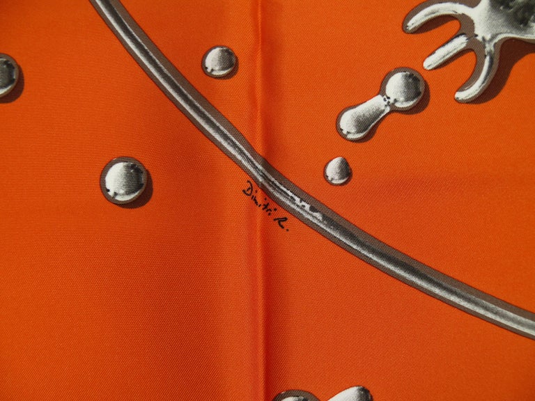 Hermès by Dimitri Rybaltchenko "Vif Argent" Silk Carre Scarf at 1stDibs