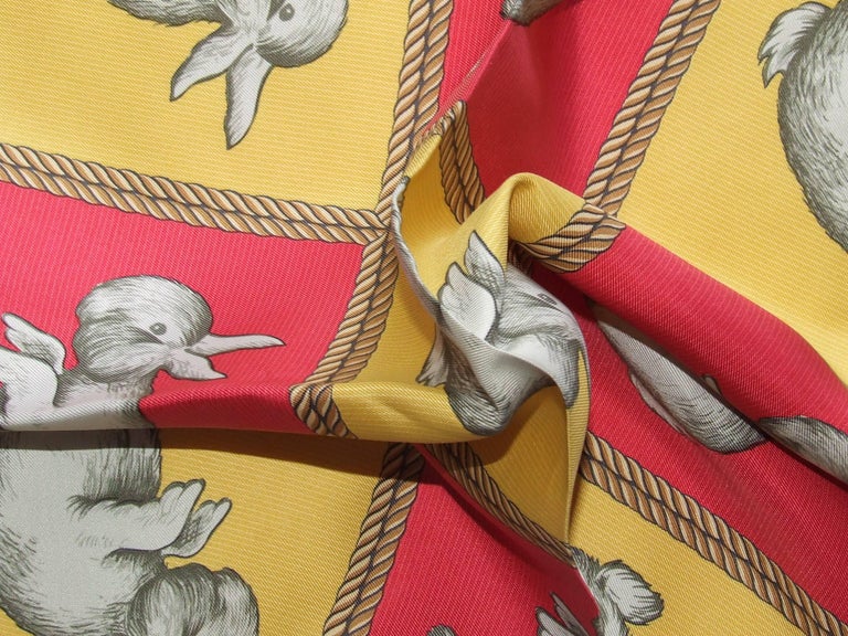 Hermès Small Carré Gavroche Rabbit Duck Illusion Silk Scarf at 1stDibs ...