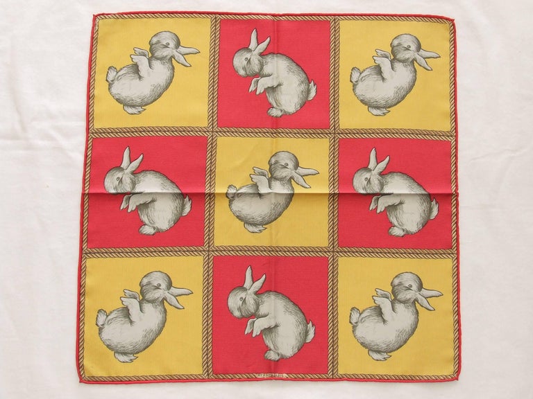 Hermès Small Carré Gavroche Rabbit Duck Illusion Silk Scarf at 1stDibs ...