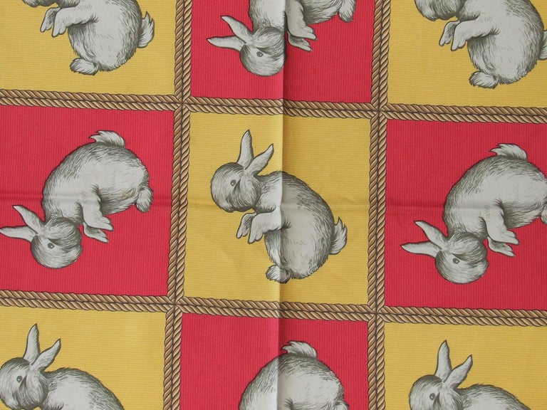 Hermès Small Carré Gavroche Rabbit Duck Illusion Silk Scarf at 1stDibs ...